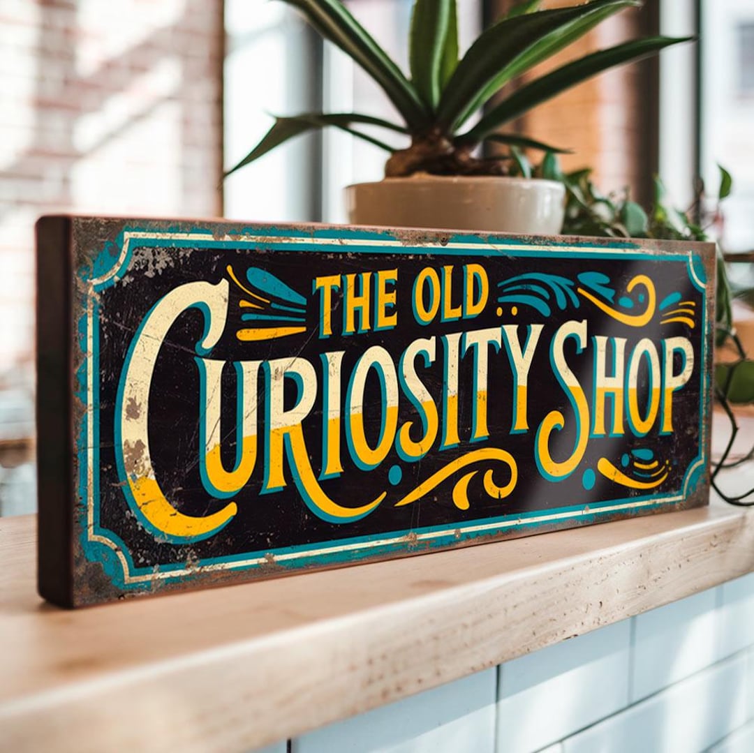 The Old Curiosity Shop Vintage Style Wooden Sign – Antique Store Decor ...