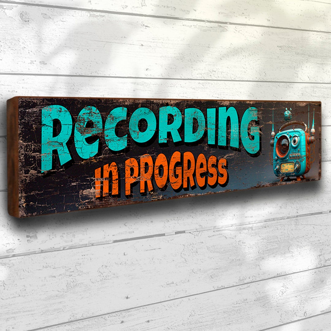 Recording in Progress Sound Studio Sign Wooden Live Radio Wall Plaque ...