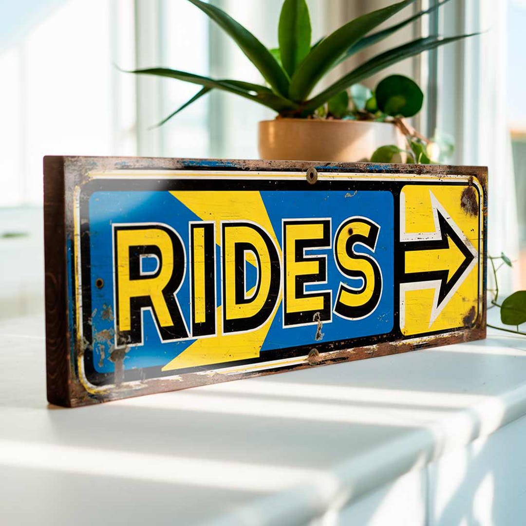 Rides Funfair Carnival Retro Wood Sign Amusement Fun Fair Gift - Etsy UK