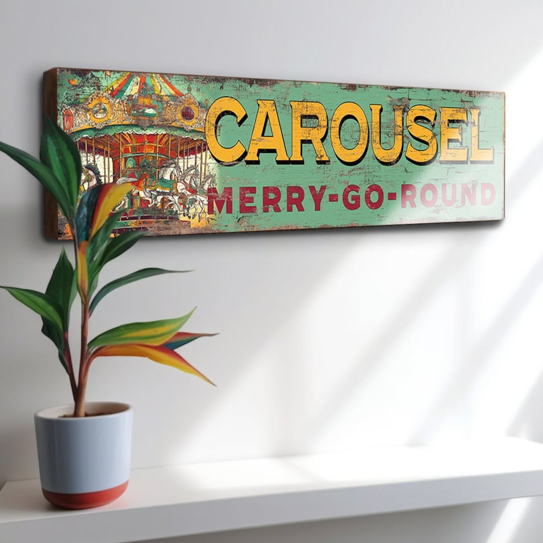 Carousel Carnival Ride Sign Merry Go Round Circus Wall Sign - Etsy UK