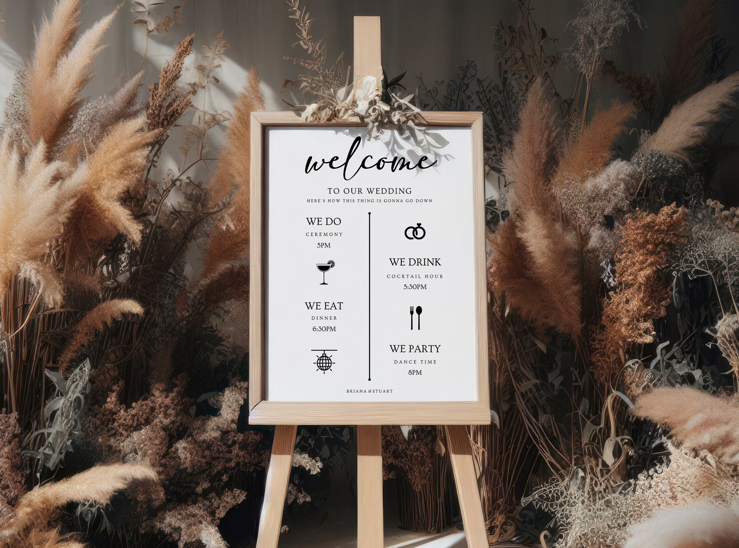 Modern Wedding Welcome Sign Canva Template, Wedding Day Icons, Wedding ...