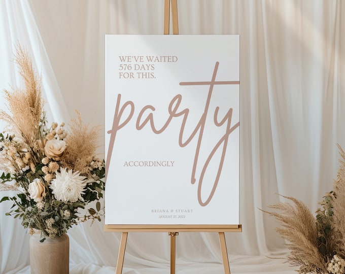 Wedding Countdown Sign Editable Canva Template | Personalized Wedding ...