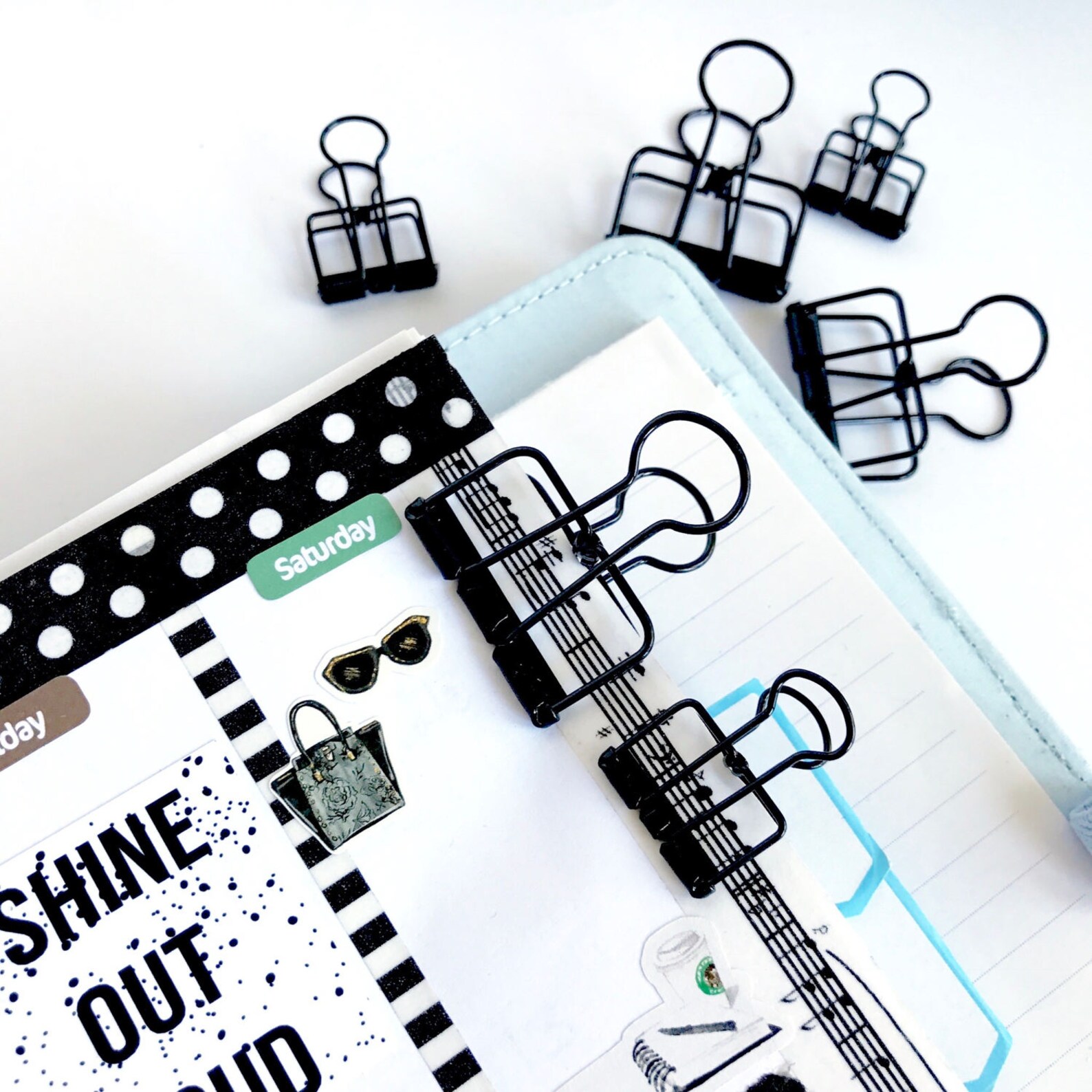 Black Planner Clips Binder Accessories Bull Dog Skeleton Paper - Etsy ...