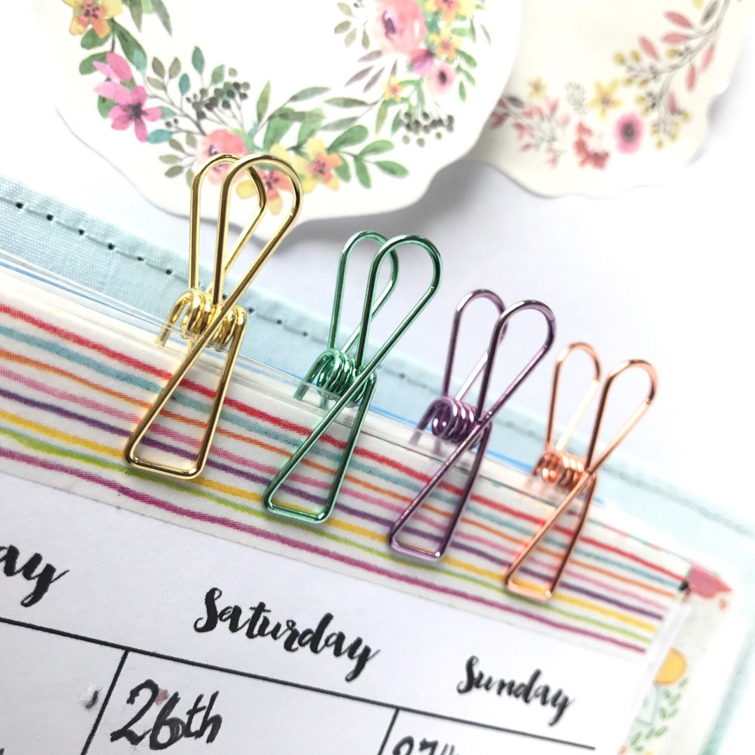 Planner Paper Clips Spring Wire Metallic Binder Accessories X 5 - Etsy