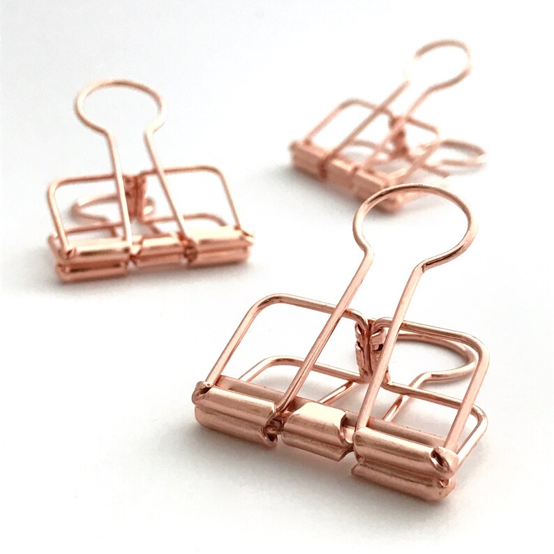 Rose Gold Planner Clips Binder Accessories Bull Clips Skeleton - Etsy ...