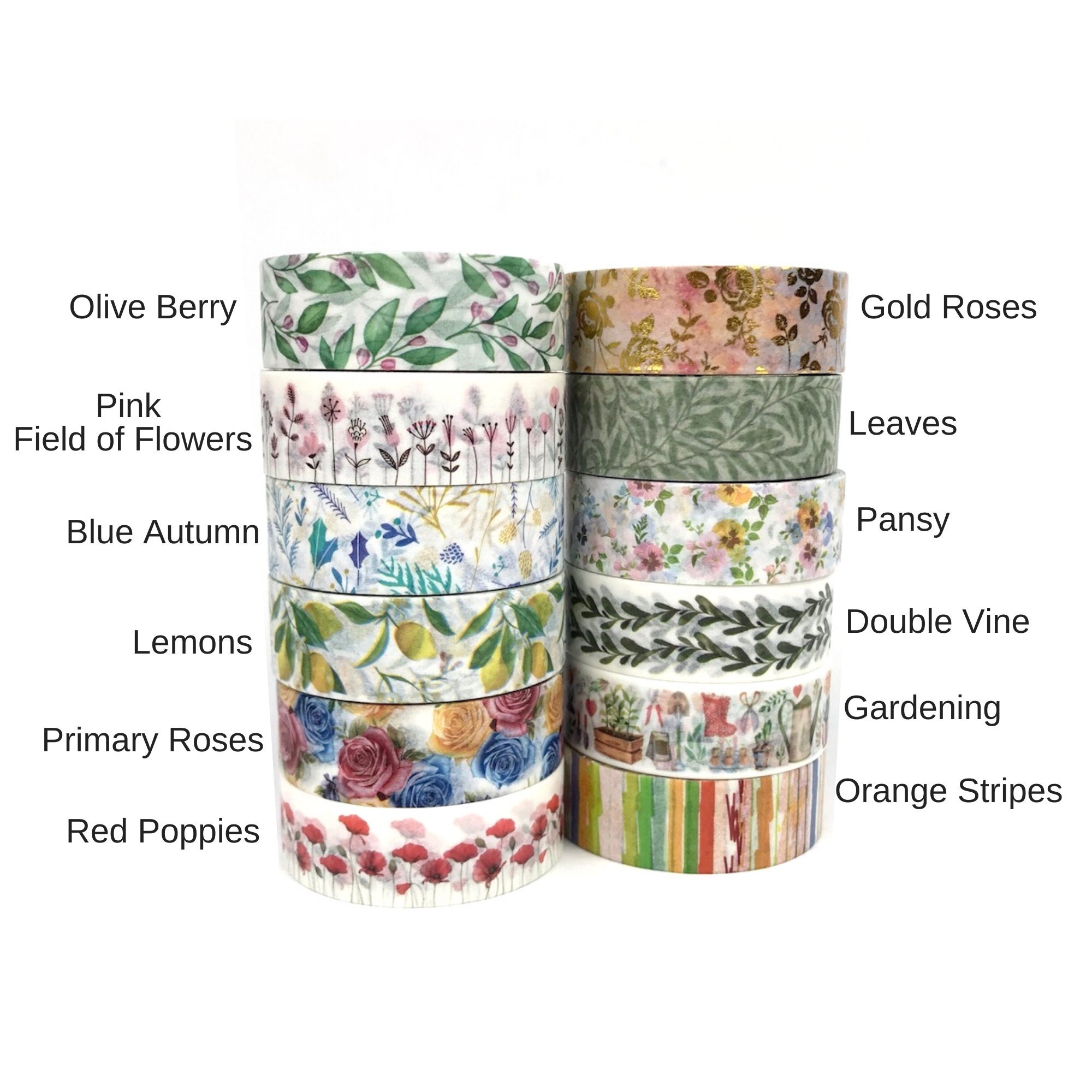 Floral Washi Tape Flowers Roses Blossoms Blooms Botanical | Etsy Australia