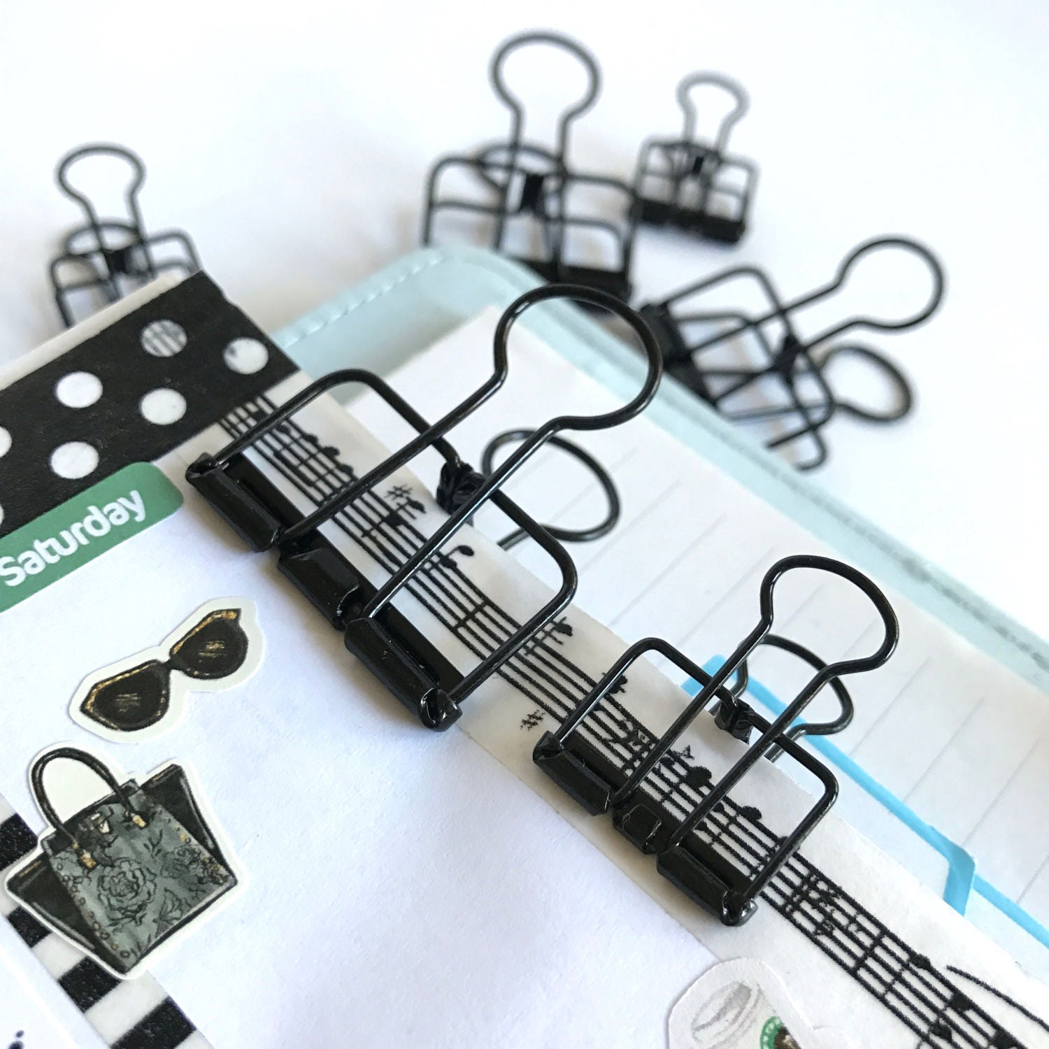 Black Planner Clips Binder Accessories Bull Dog Skeleton Paper - Etsy ...