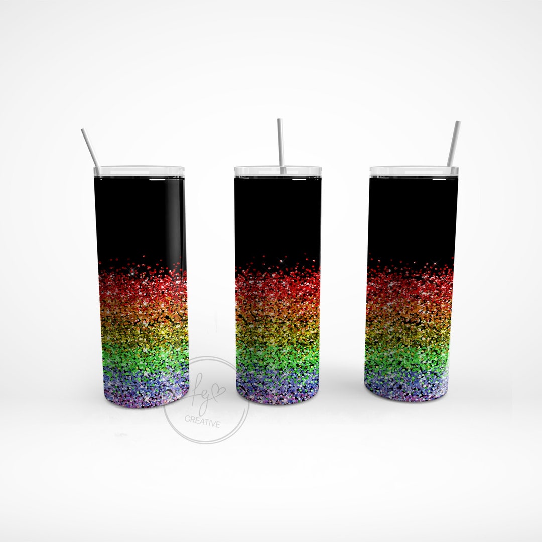 Black Rainbow Glitter Stainless Steel Tumbler (horizontal Style) - Etsy