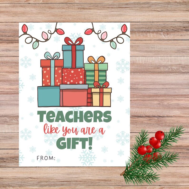 Set of 4 Teacher Christmas Gift Tags | Holiday Present Labels (digital ...