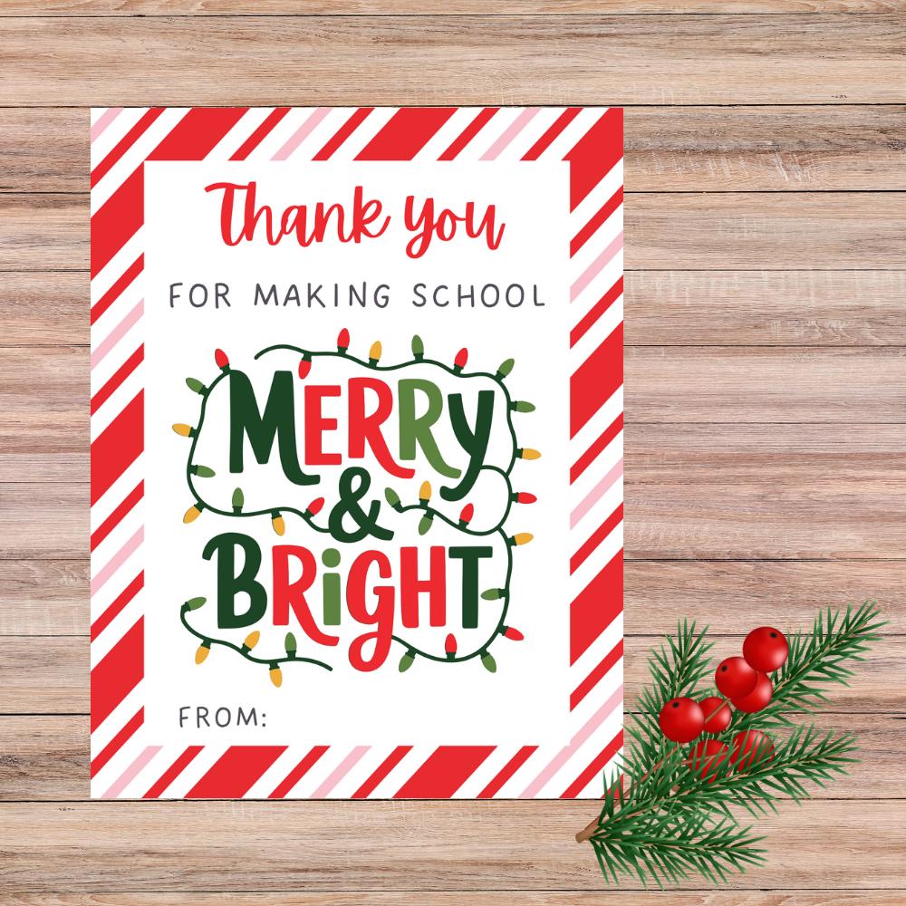 Set of 4 Teacher Christmas Gift Tags | Holiday Present Labels (digital ...
