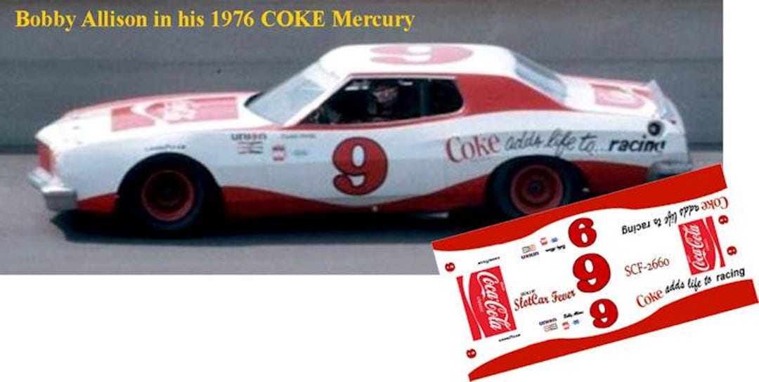 Bobby Allison #9 1976 Coke Mercury Model Car/slot Car Decals 2660 - Etsy