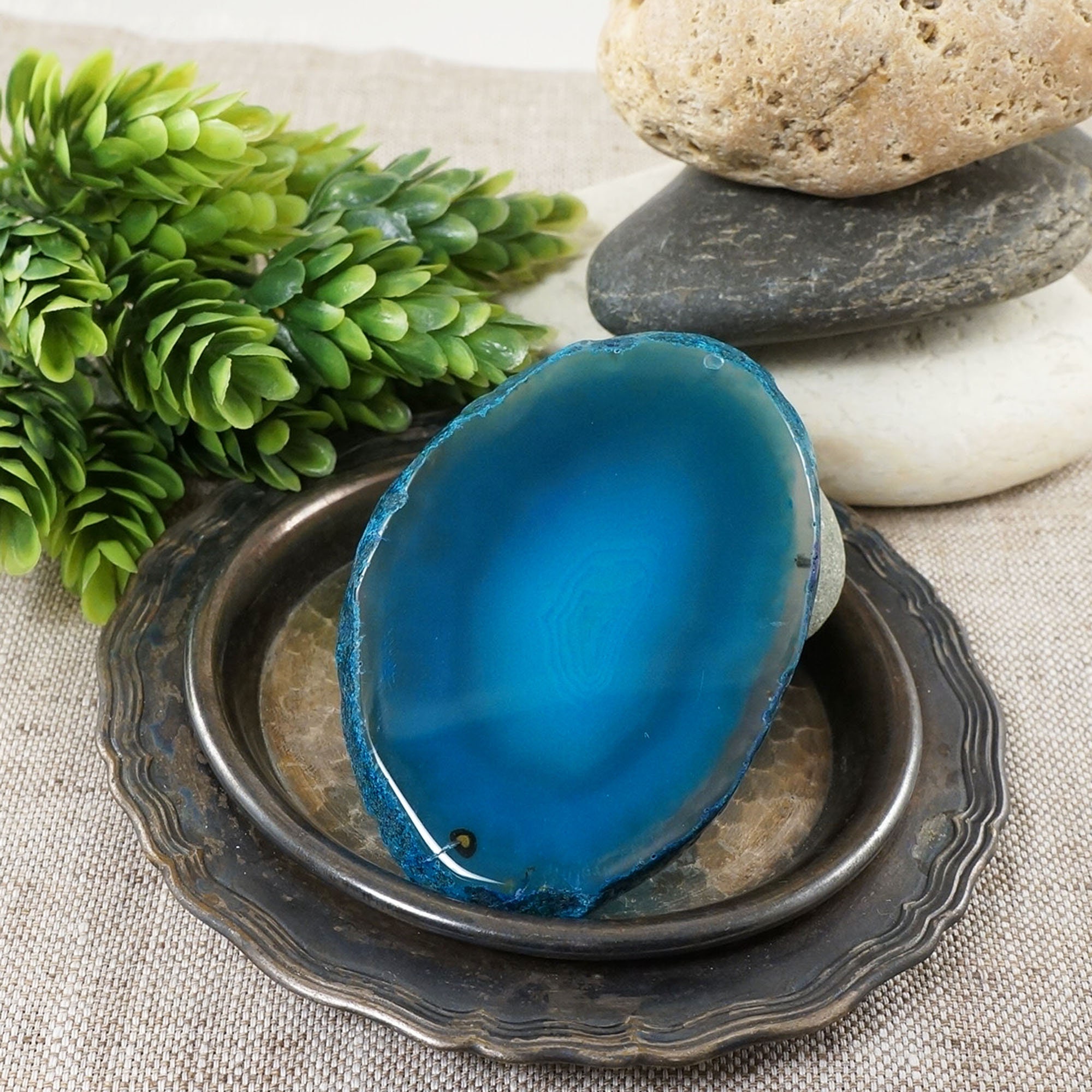 Aqua Turquoise Blue Agate Slice Drilled with one hole Natural | Etsy