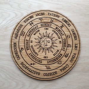Wooden Zodiac Pendulum Board Sun and Moon Celestial Divination Oak Veneer - Etsy