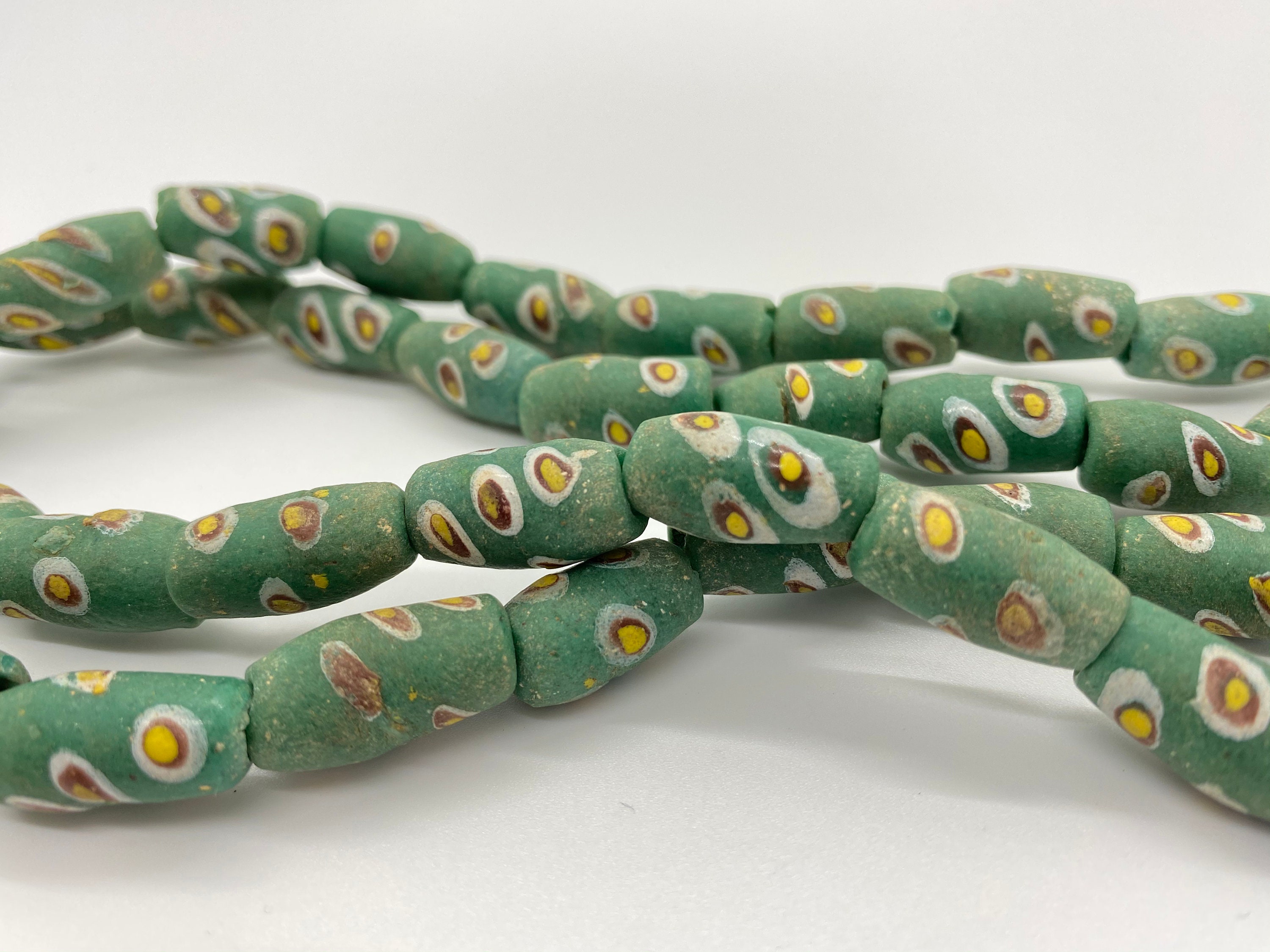 Antique Rare Venetian Green African Trade Bead Strand, With White ...