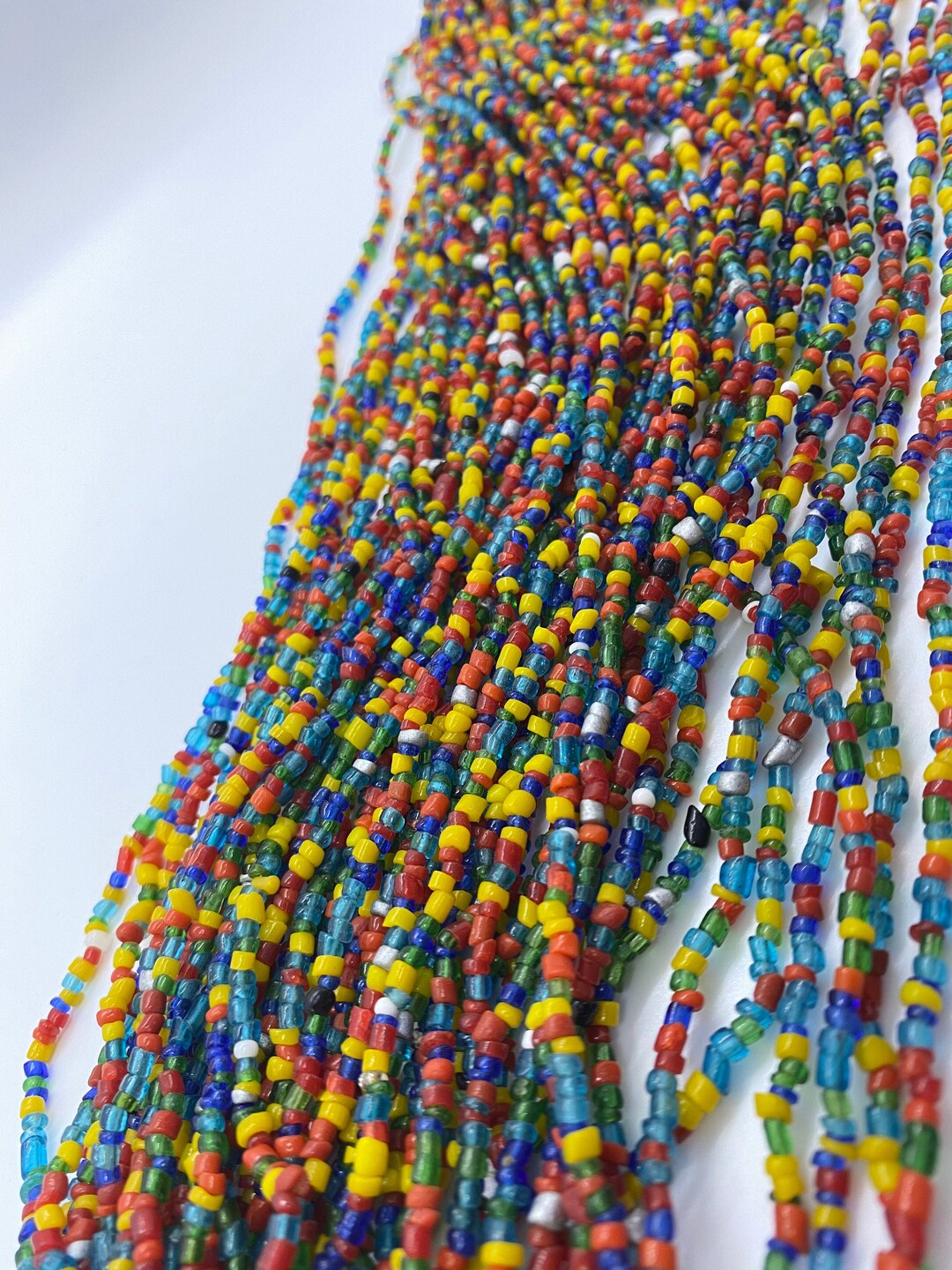 African Rainbow Seed Bead Strand, 60" Strand, 1mm - 4mm Beads, Colorful ...