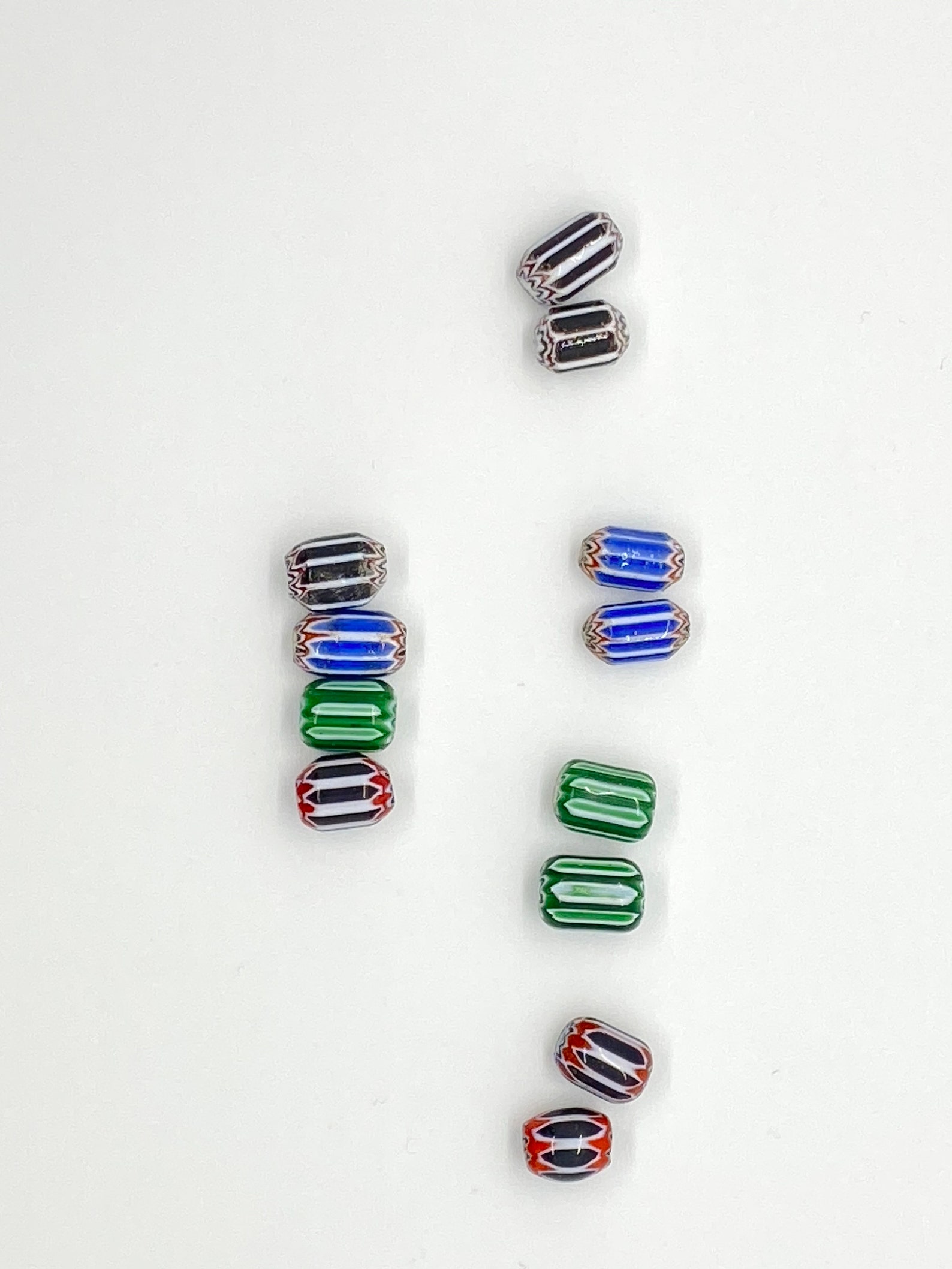 20 Venetian Chevron Glass Beads, African Trade Beads, 6 Layers, Layered ...