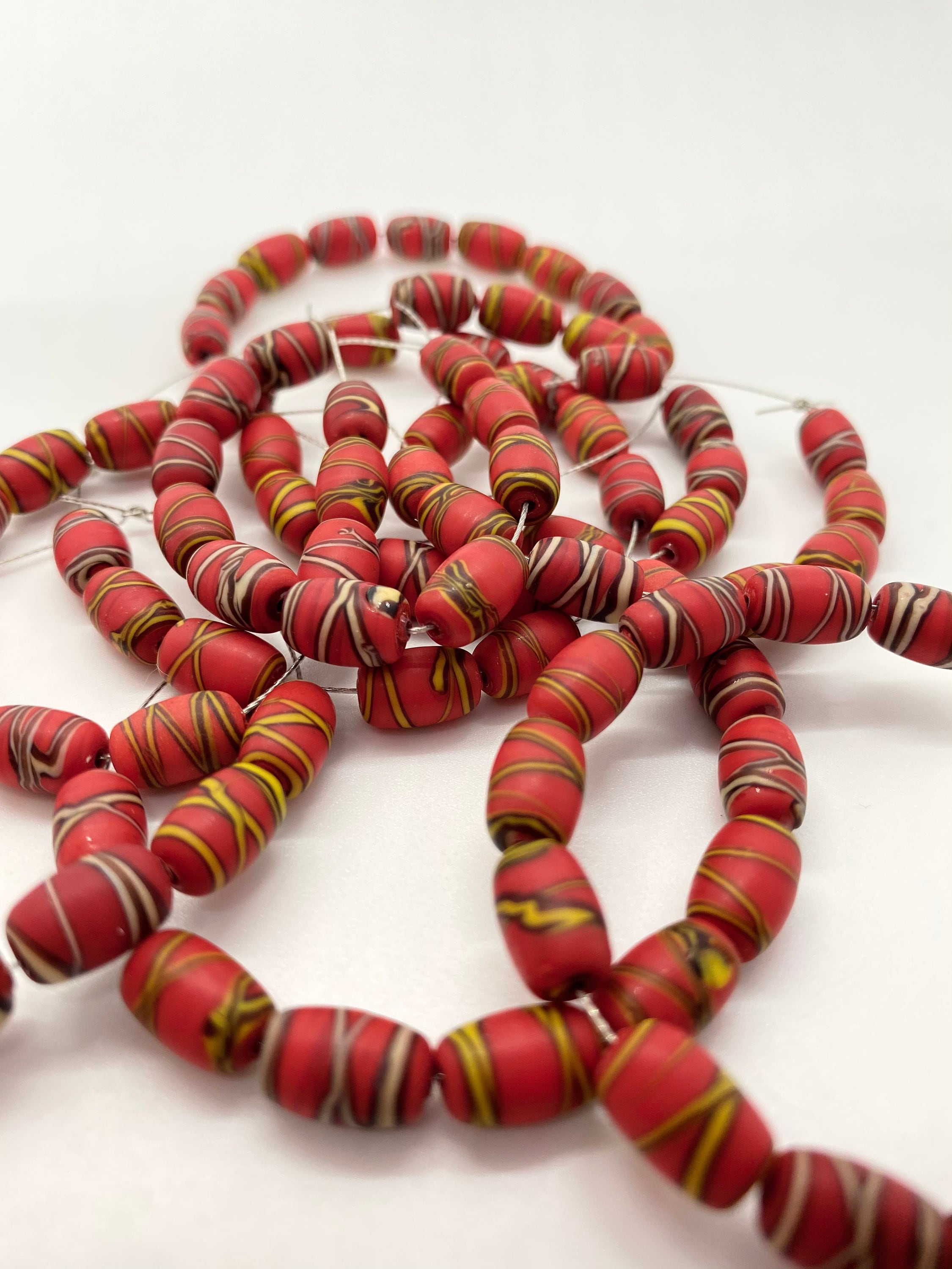 Vintage Venetian Red French Cross Trade Beads, White and Yellow Cross ...
