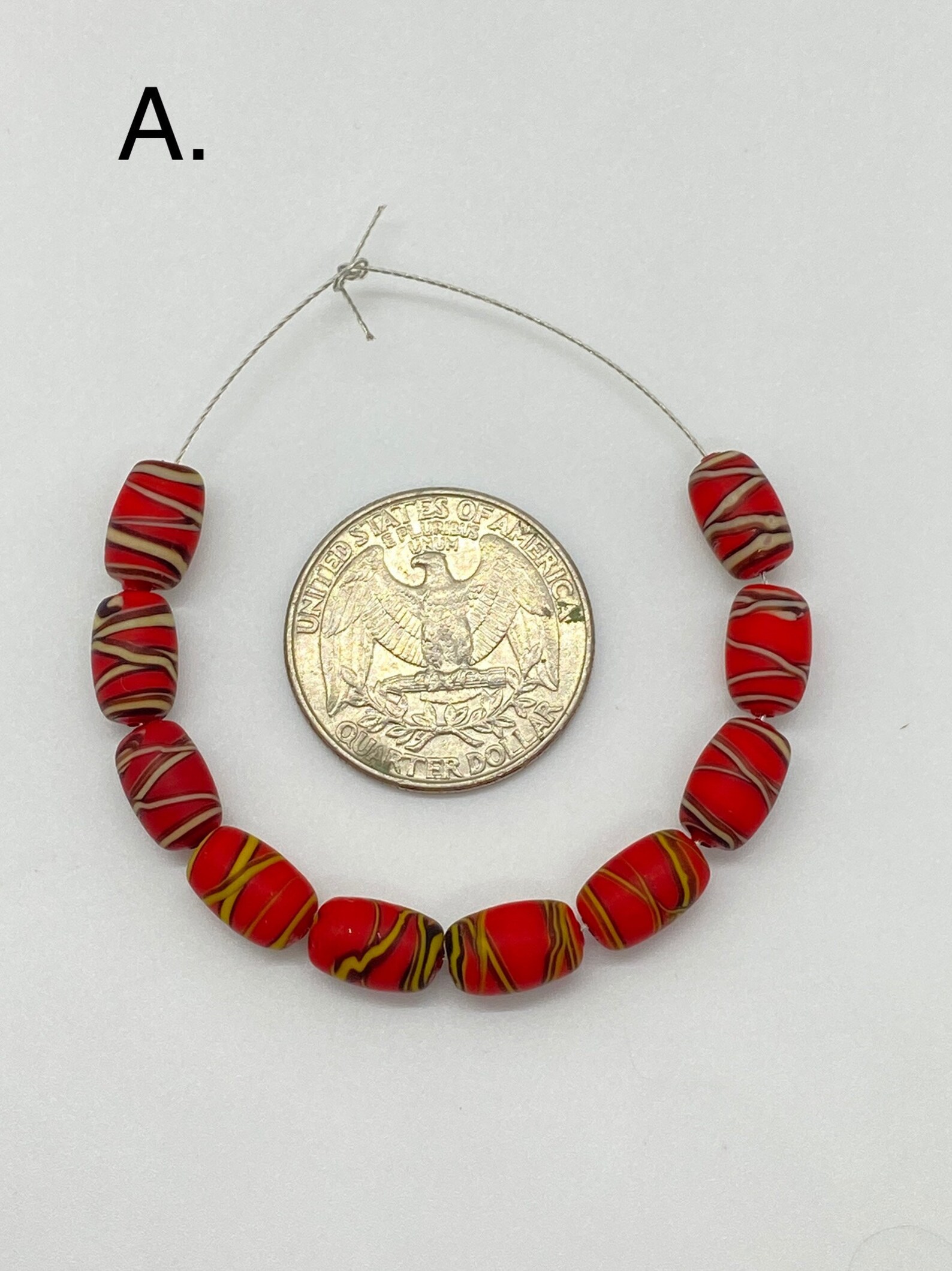 Vintage Venetian Red French Cross Trade Beads, White and Yellow Cross ...