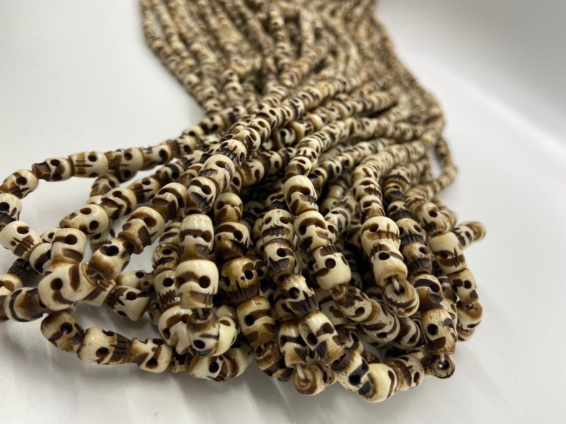 Hand Carved Cow Bone Skulls Strand Mala Tibet and Nepal Prayer ...