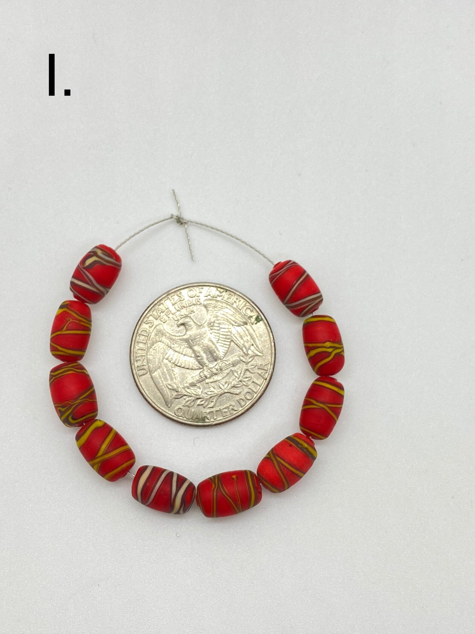 Vintage Venetian Red French Cross Trade Beads, White and Yellow Cross ...