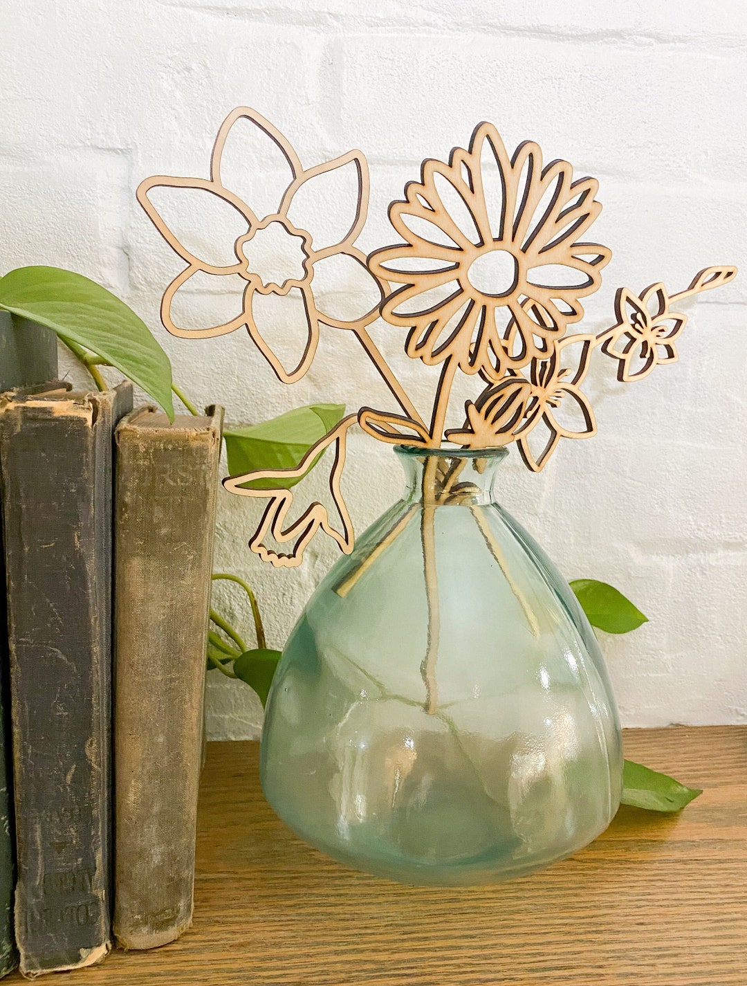 Wooden Birth Month Flower Bouquet. Birth Flowers. Mother's Day Gift ...