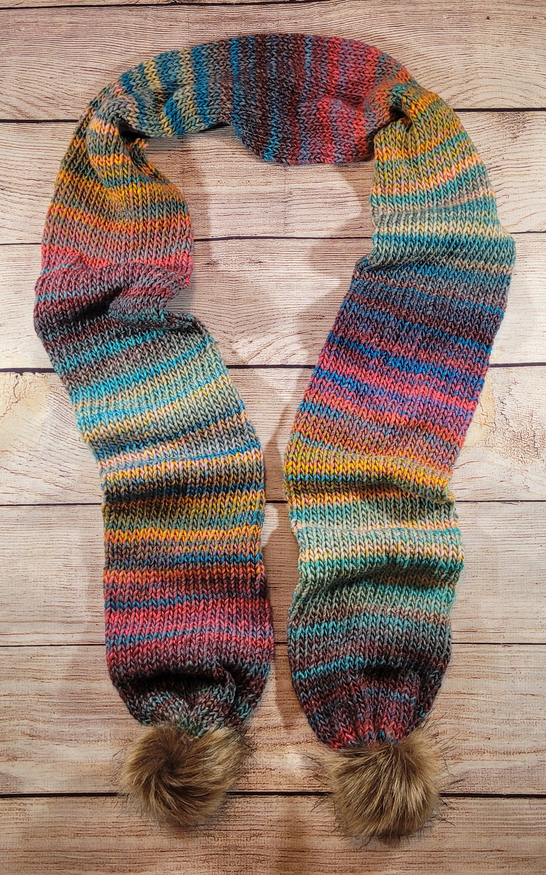 Rainbow Ombre Women's Knit Scarf, Multi Colored Neck Scarf, Rainbow ...