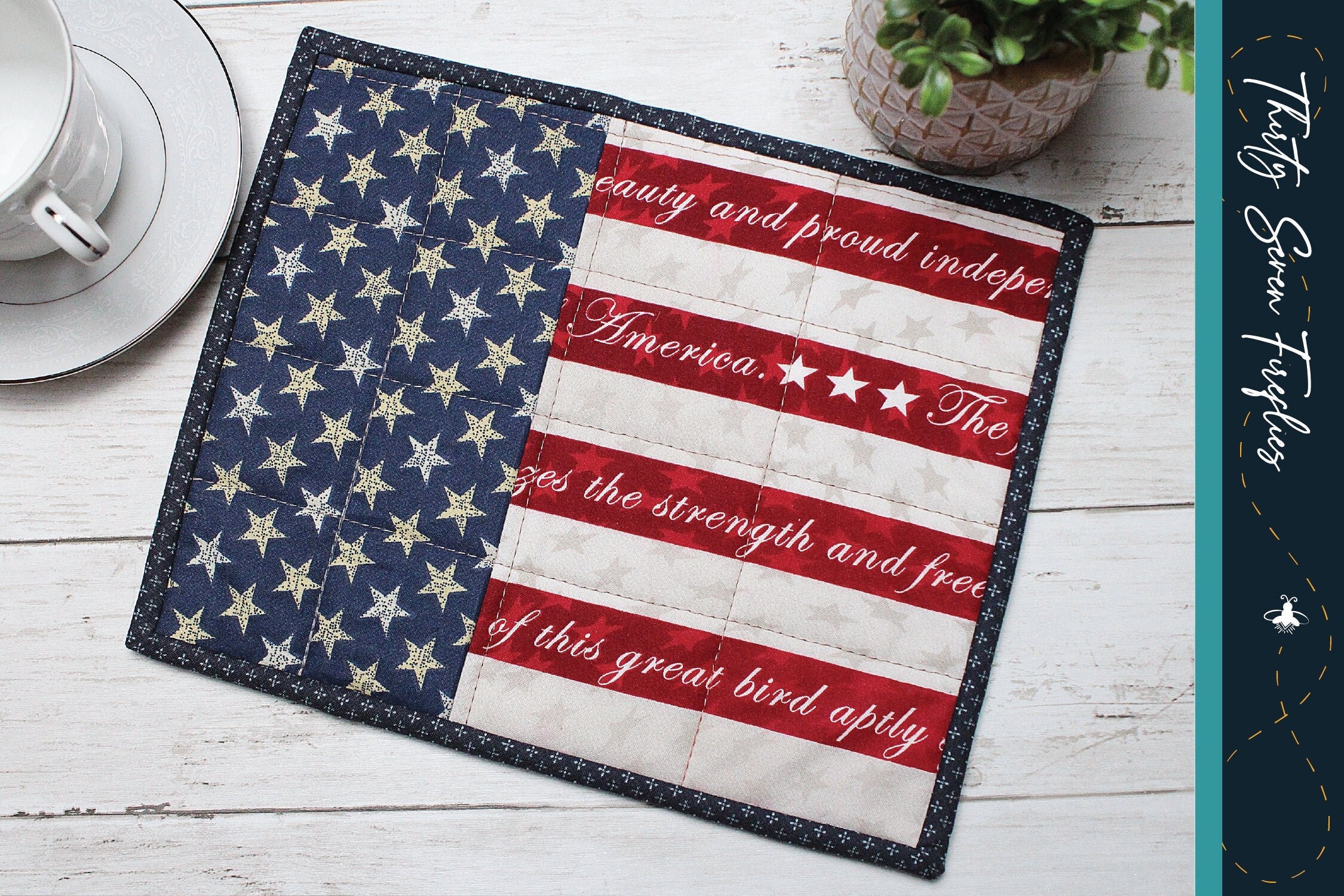 4th of July Flag Quilted Mug Rugs, American Flag Home Decor, Patriotic ...