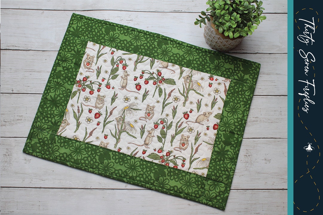 Strawberries & Mice Table Placemats, Strawberry Dining Room Decor ...