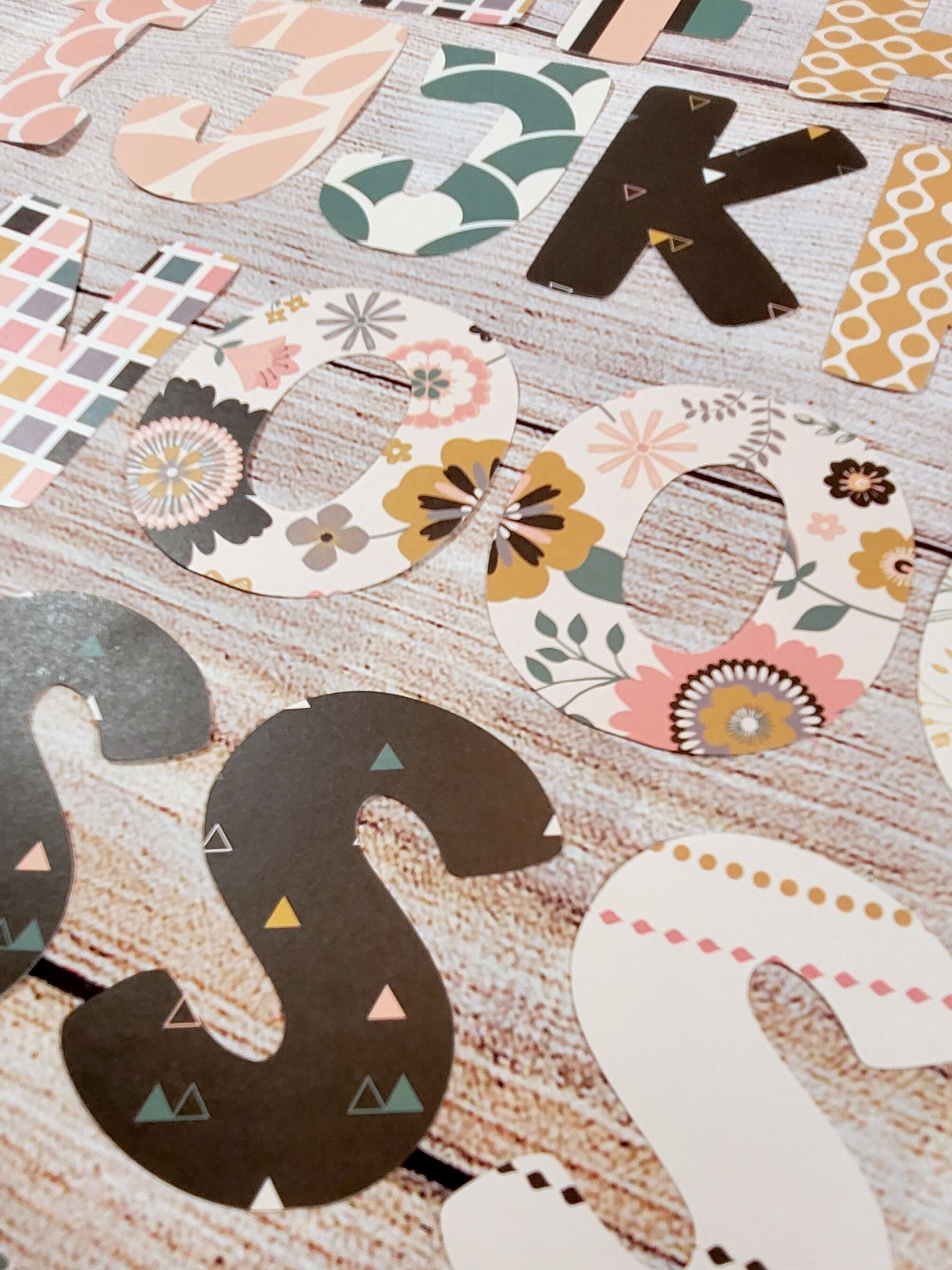 Retro Paper Cut Out Letters, Scrapbook Block Letters, Alphabet Letters ...