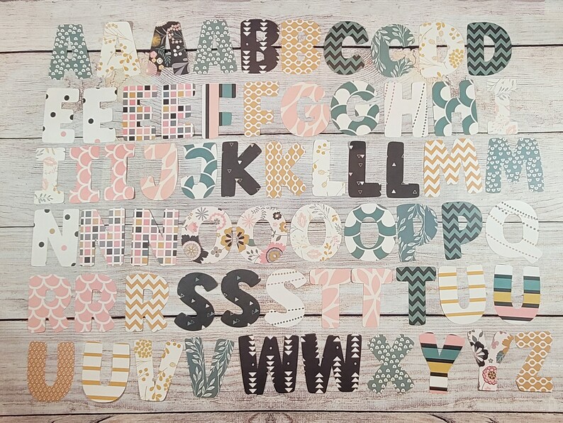 Retro Paper Cut Out Letters, Scrapbook Block Letters, Alphabet Letters ...