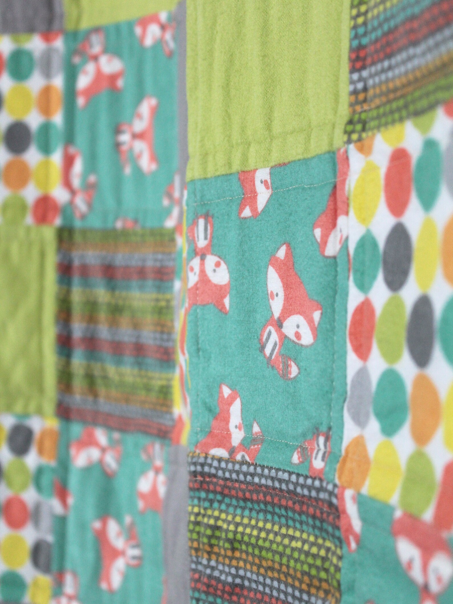 Fox Baby Quilt, Patchwork Forest Animal Quilt, Woodland Baby Quilt, Fox ...