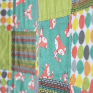 Fox Baby Quilt, Patchwork Forest Animal Quilt, Woodland Baby Quilt, Fox ...