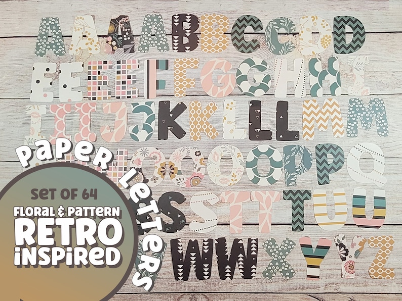 Retro Paper Cut Out Letters, Scrapbook Block Letters, Alphabet Letters ...