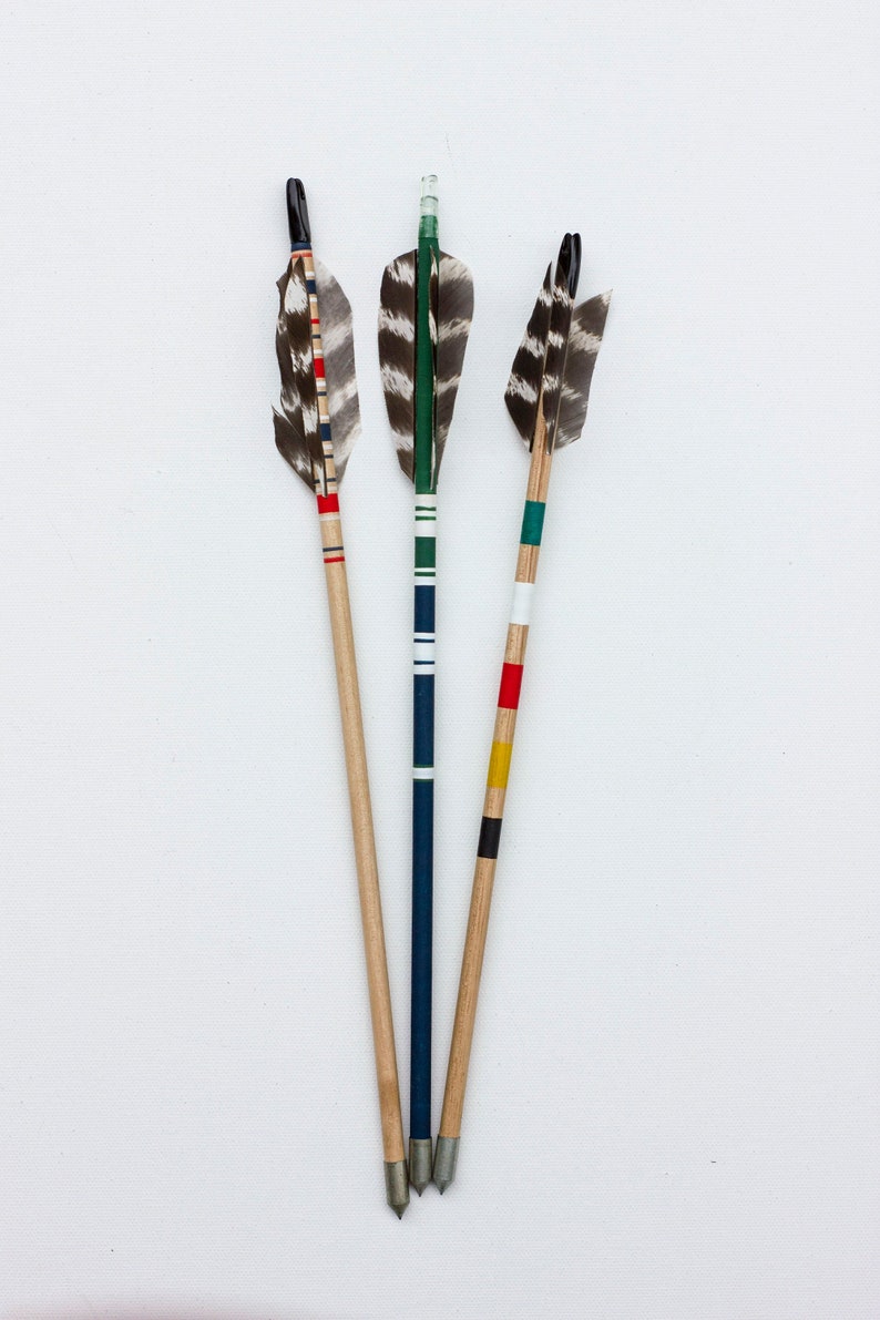 Camp Mini Arrow Set No. 3 -- Three Mini Wooden Arrow -- Hand Painted ...