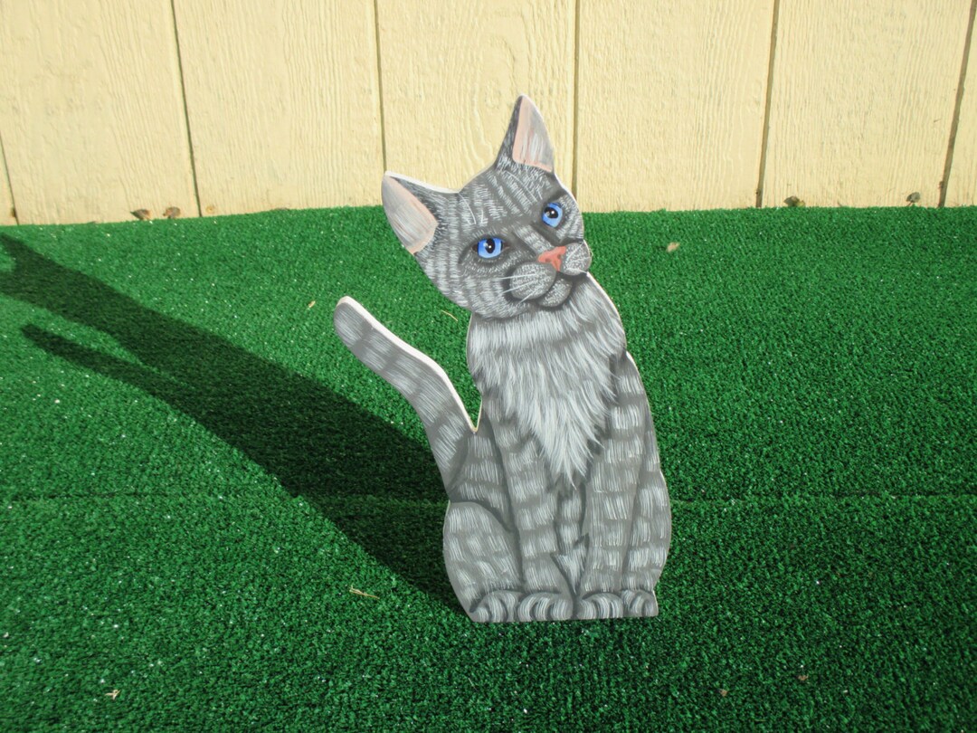 Gray and White Cat Yard Sign - Etsy