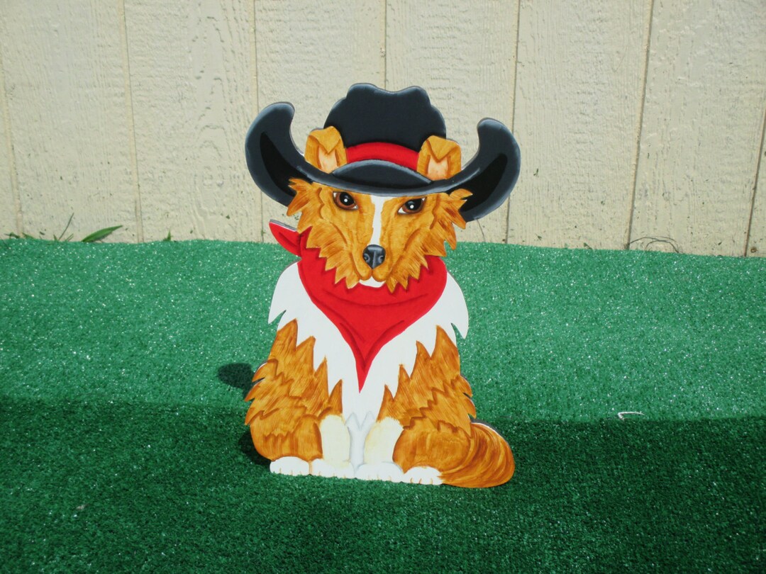 Sheltie Cowboy Dog Yard Sign - Etsy