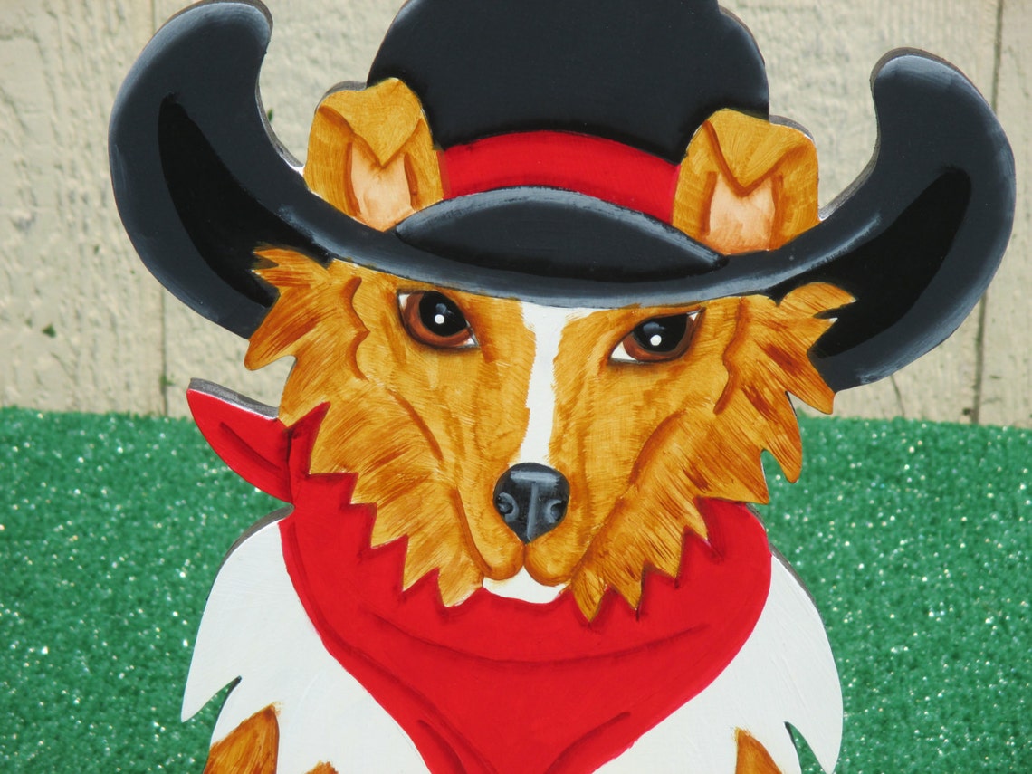 Sheltie Cowboy Dog Yard Sign - Etsy