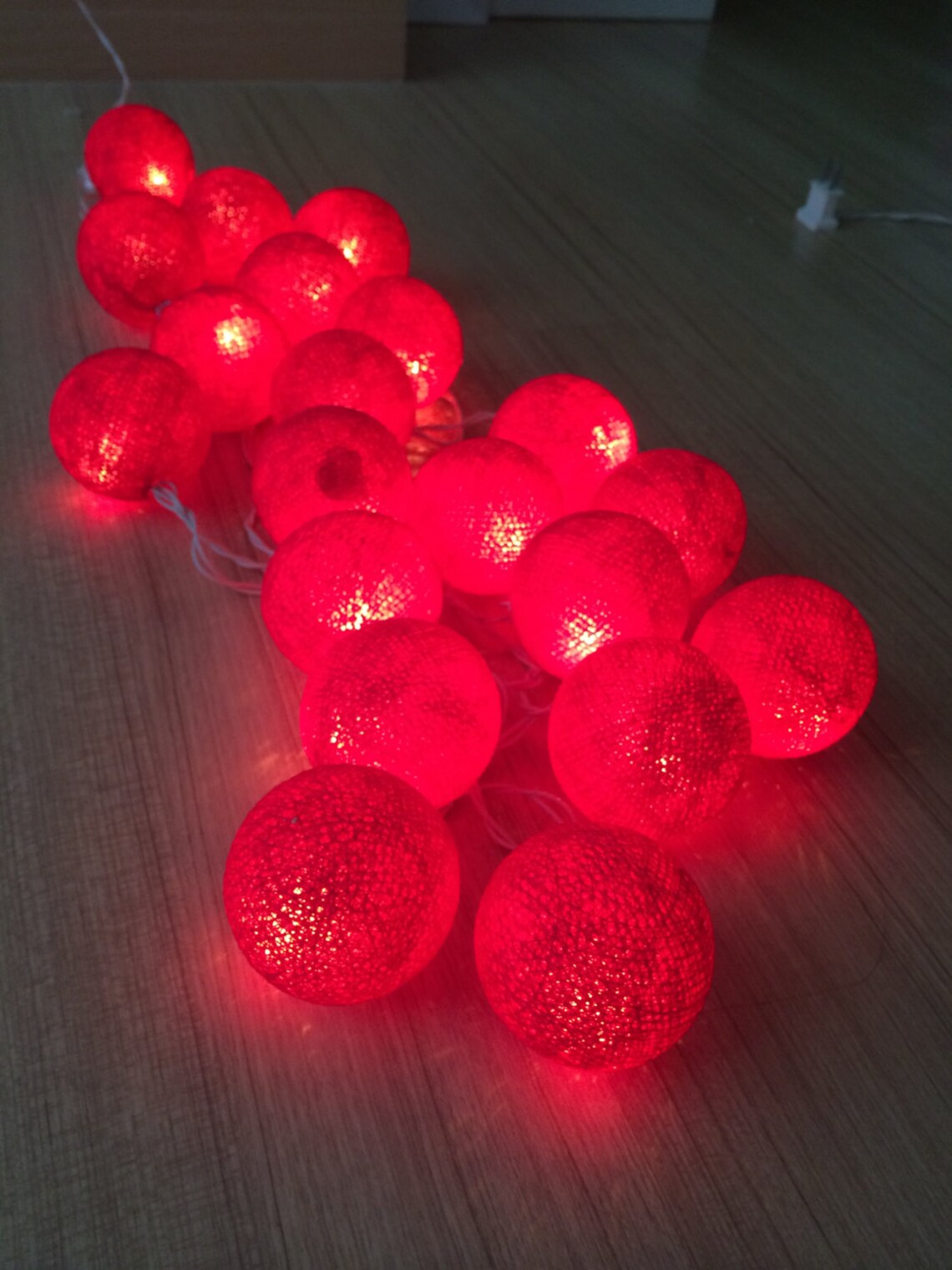 20 X Red Cotton Ball String Light For Decor Bedroom