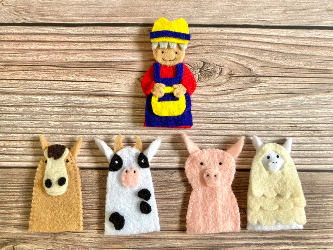 Old Macdonald Had A Farm Felt Animal Finger Puppets farmer | Etsy