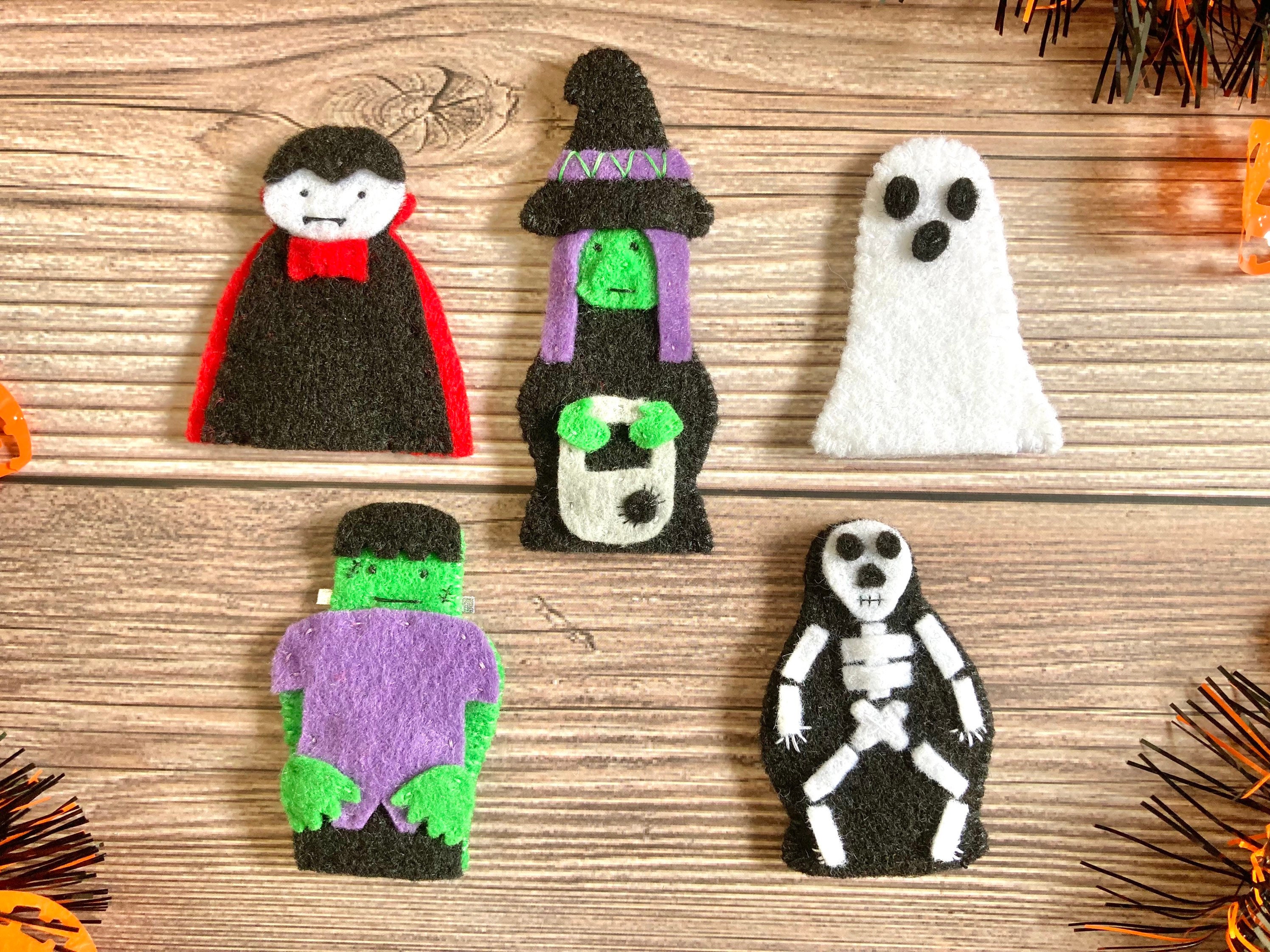 Halloween Felt Finger Puppets witch Skeleton Ghost - Etsy