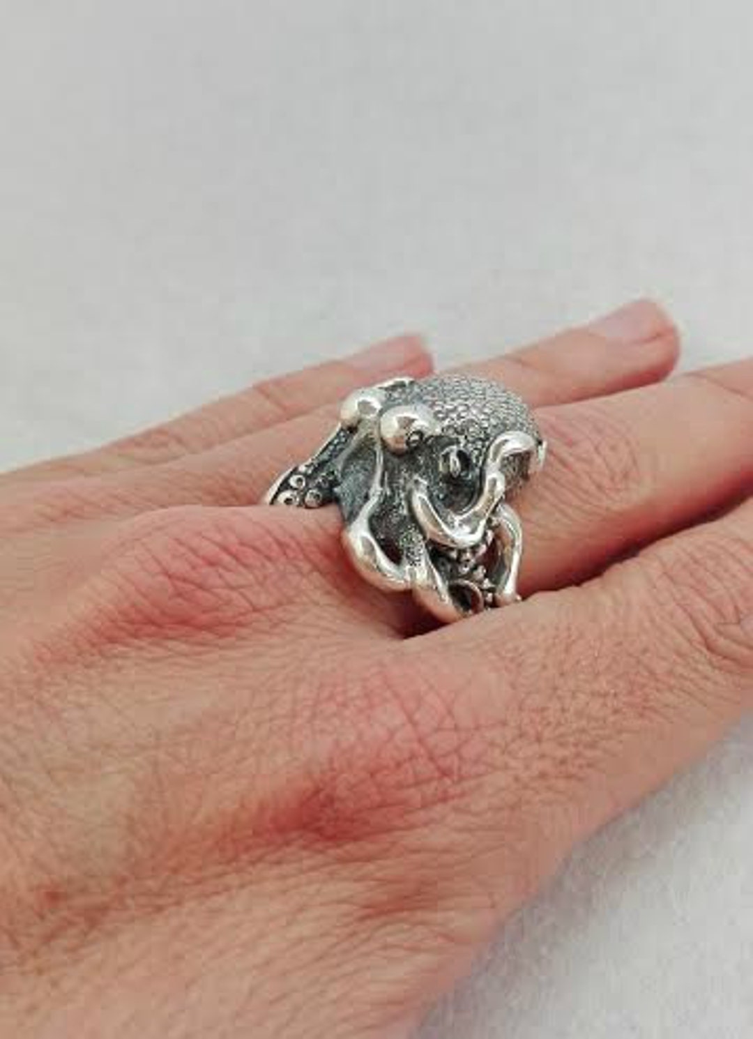Small Octopus Ring L. Sterling Silver Free Shipping - Etsy