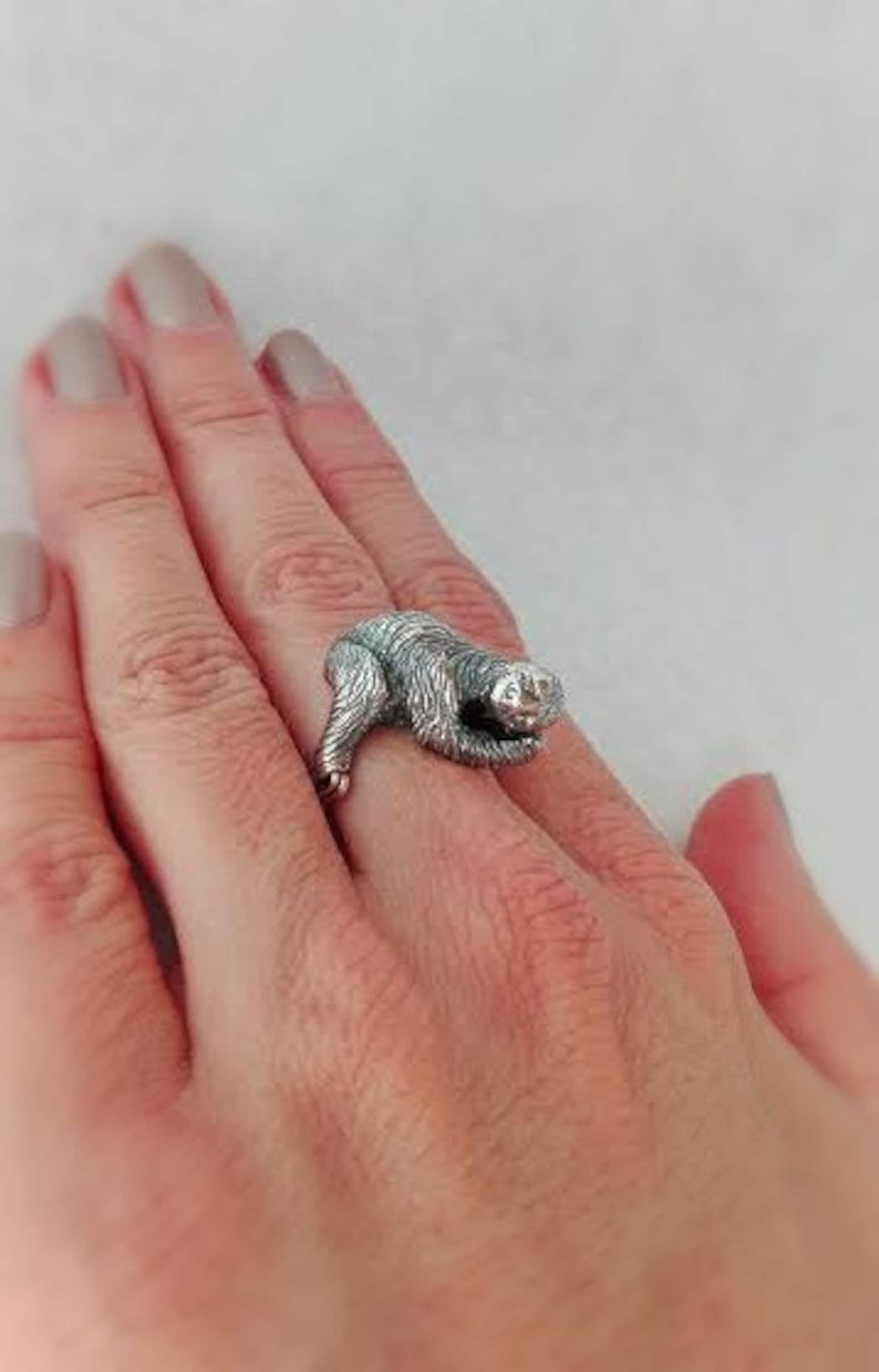 Sloth Ring Sterling Silver Free Shipping - Etsy