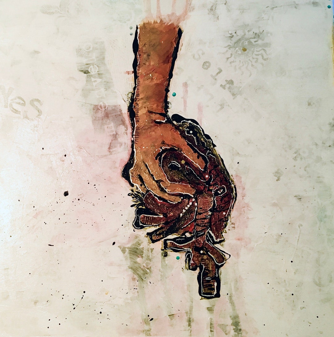 Heart in Hand, Original Mixed Media Painting on Canvas, Wall Art, Heart ...