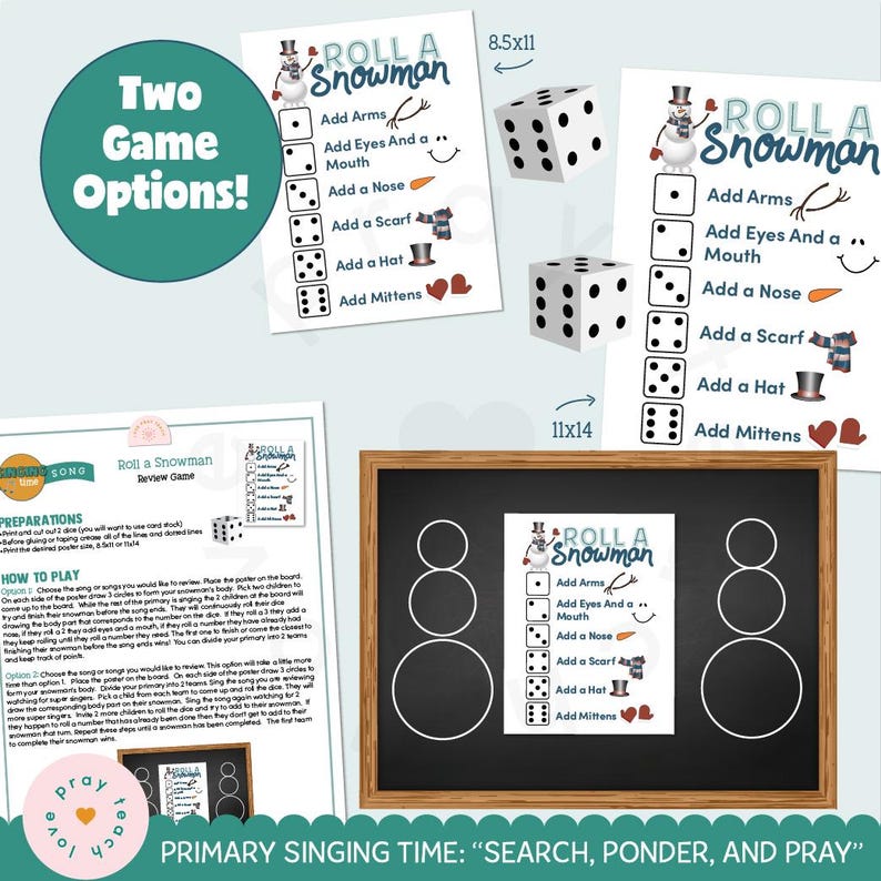 Come, Follow Me Primary- Singing Time: Roll a Snowman Review Game - Etsy