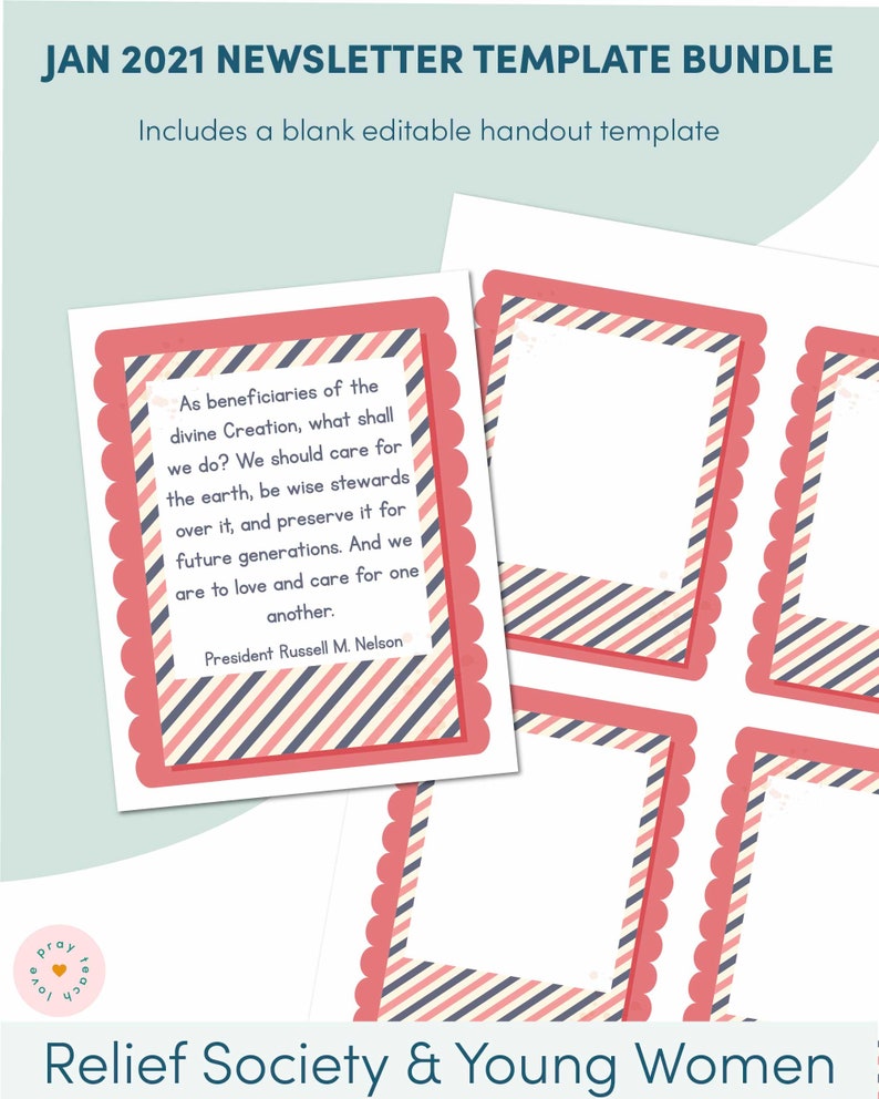 January 2022 Editable Newsletter Bundle for Relief Society or - Etsy