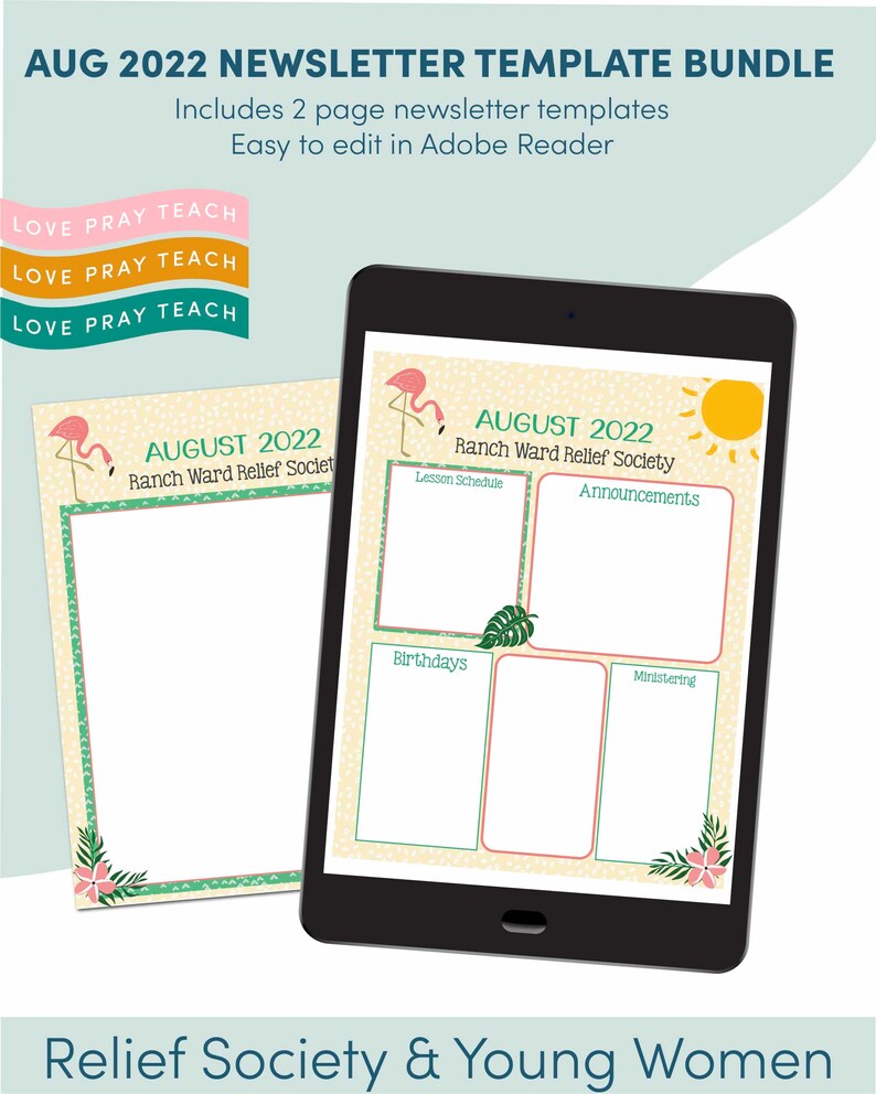 August 2022 Editable Newsletter Template Bundle Including 2 - Etsy
