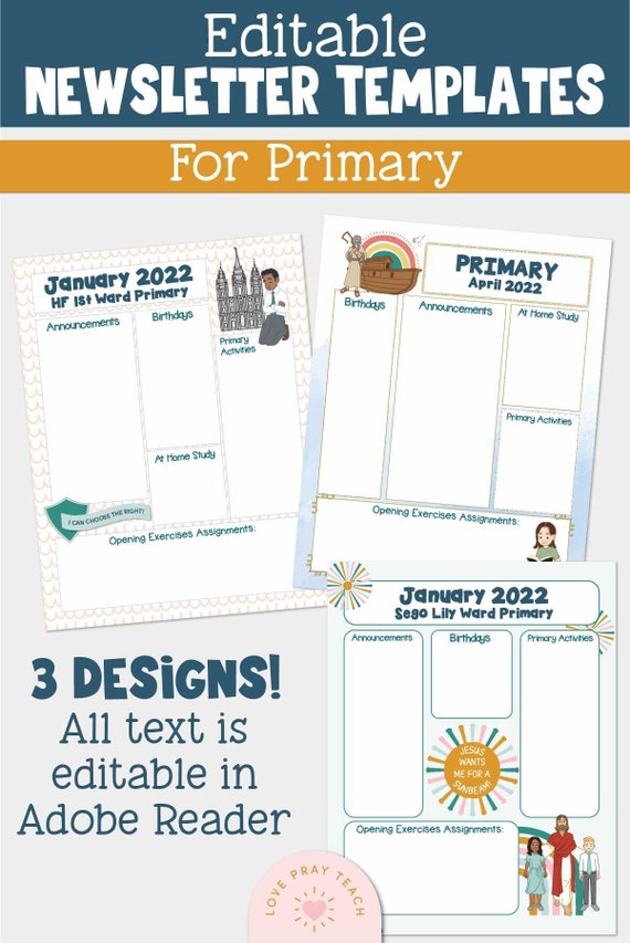 Editable Primary Newsletter Template Bundle 2 Three Designs - Etsy
