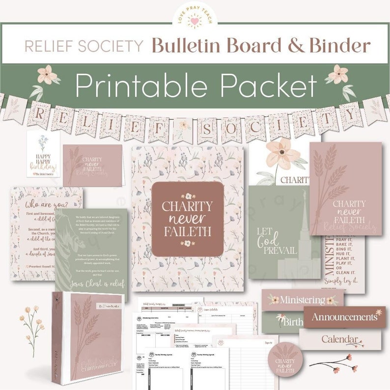 Relief Society Bulletin Board and Binder Packet - Etsy
