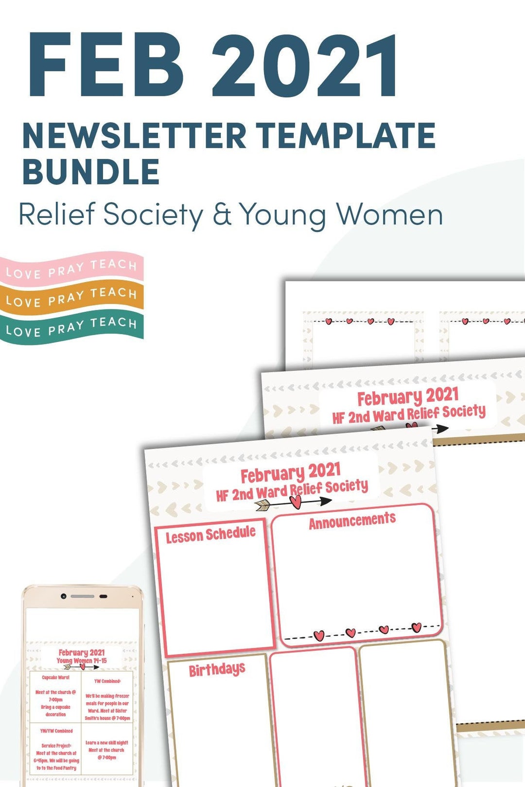 February 2021 Editable Newsletter Template - Etsy
