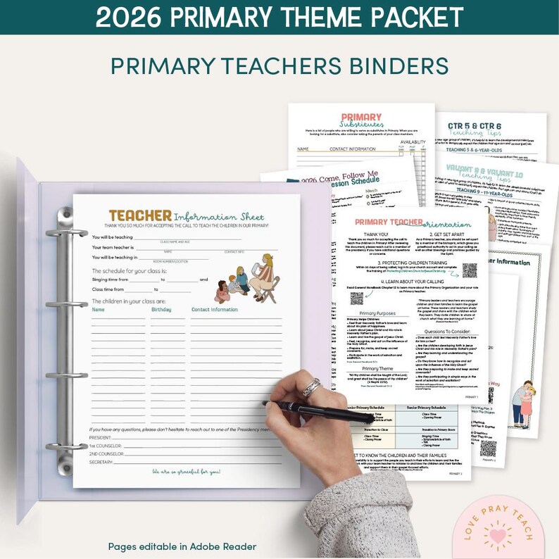 2026 Ward Primary Binders and Google Sheets - Etsy